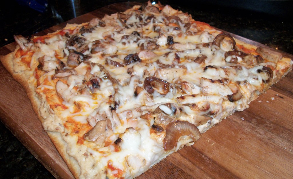 Balsamic Chicken Pizza with Ricotta Cheese and Sauteed Onions